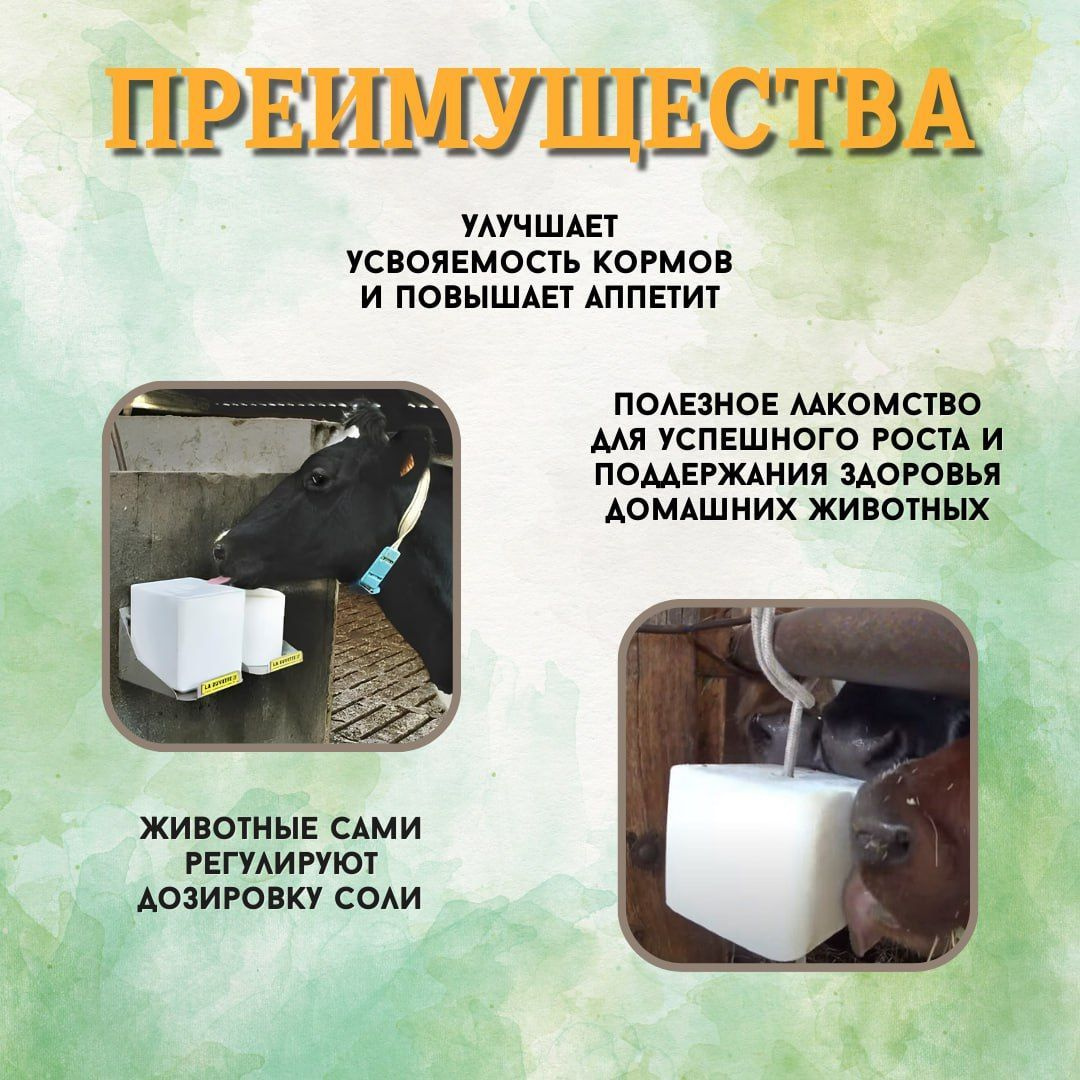 Соль лизунец для животных, брикет с отверстием, 2 шт по 4 кг - купить с ...