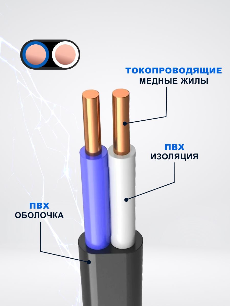 Электрический провод Кабельный завод "Волга" ВВГ-Пнг(A)-LS 2 2.5 мм² ...