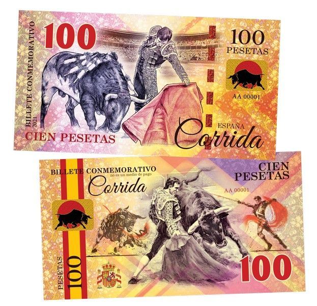 100 cien pesetas - Spain. Corrida. (Коррида.Испания). Памятная банкнота ...