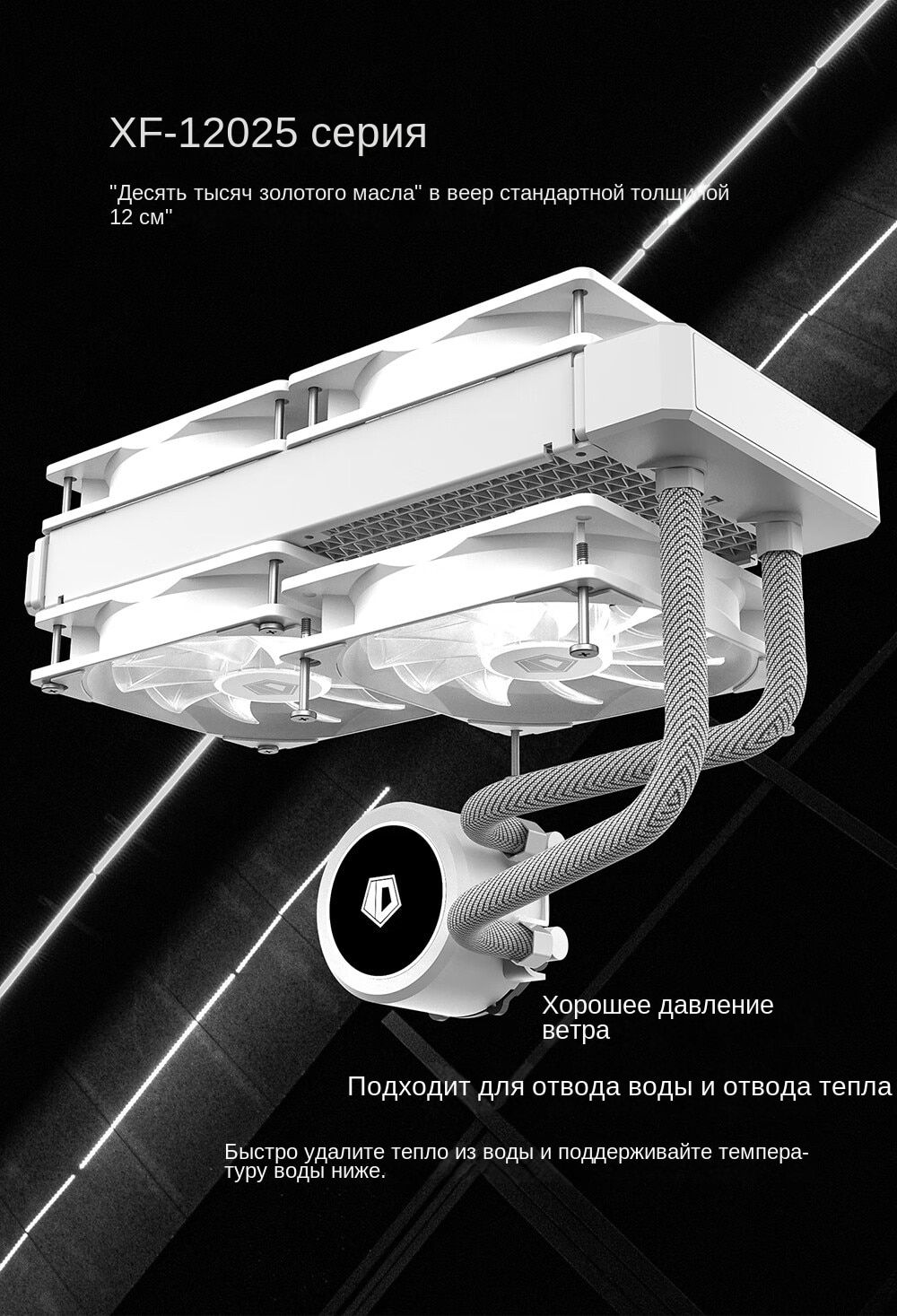 ID-COOLING XF-12025-SW 12 см корпусной вентилятор 4pin разъем PWM ...