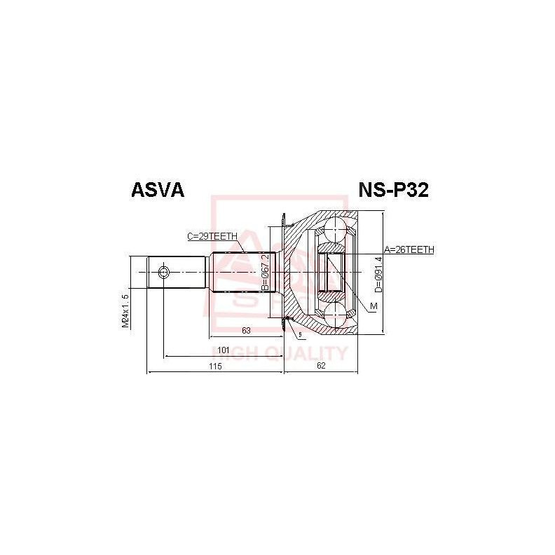 ШРУС наружный - ASVA арт. NSP32 - купить по выгодной цене в интернет ...