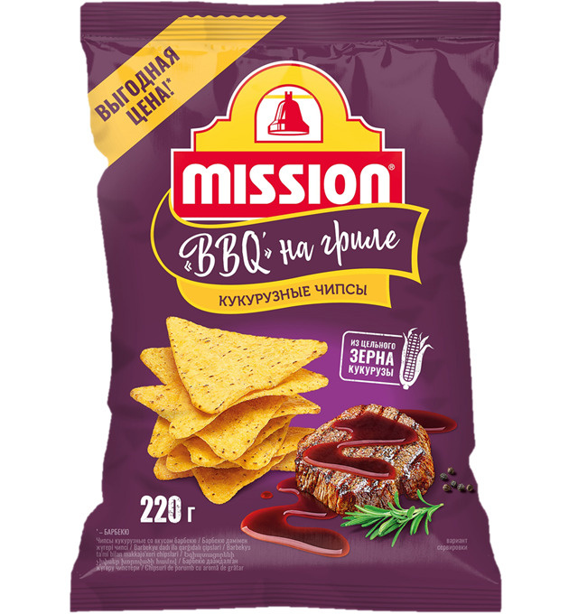 Чипсы кукурузные Mission со вкусом "BBQ на гриле" (барбекю) 220 г ...
