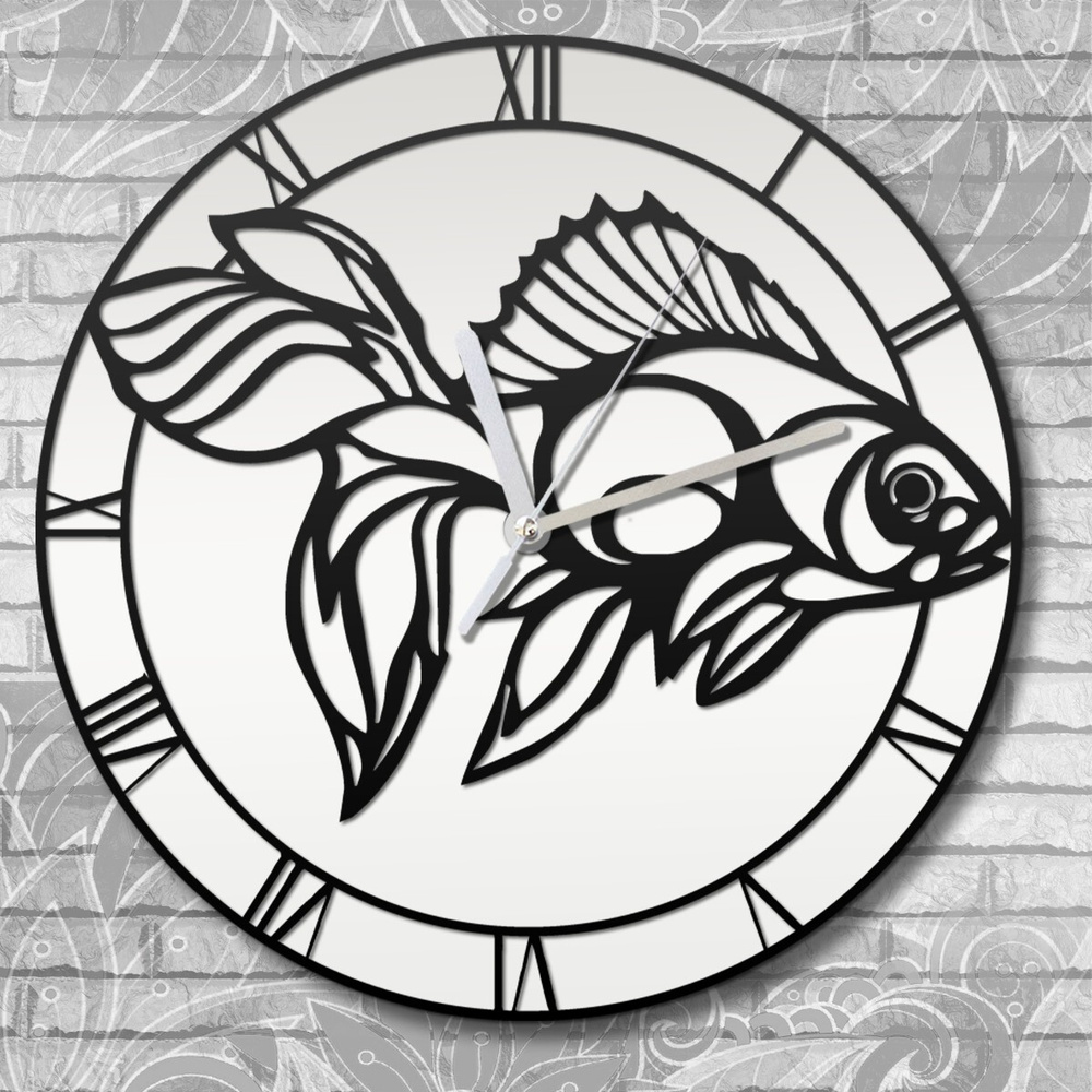 Настенные часы деревянные бесшумные море рыба 594 купить по низкой цене в интернет магазине