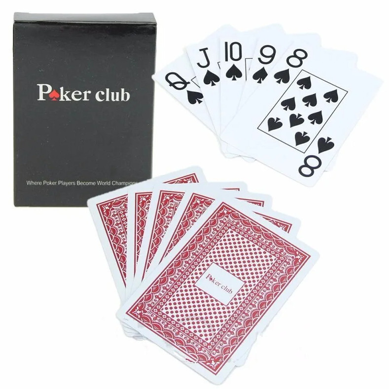 Игральные карты пластиковые Poker Club, красные, 1 колода, 54 шт ...