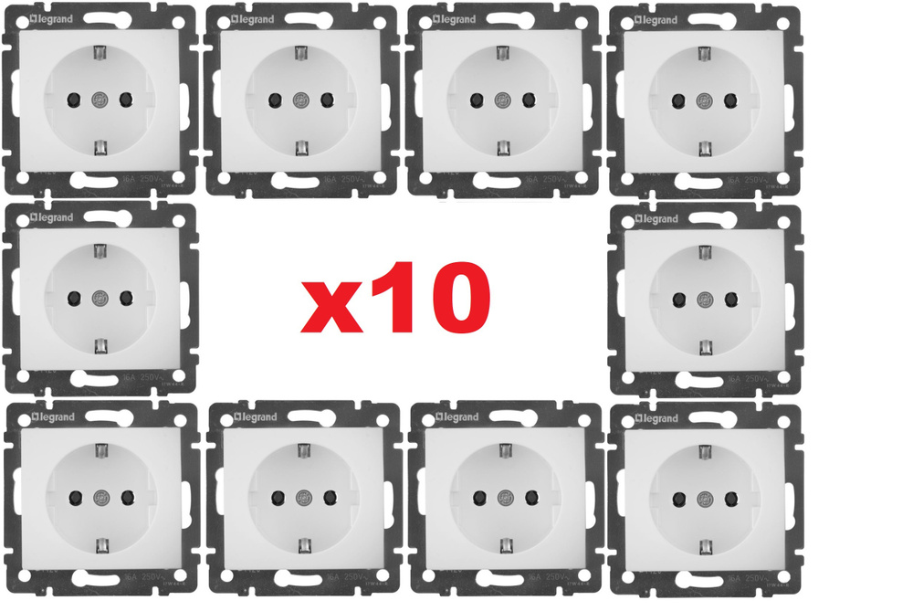 Розетка Legrand Valena Classic Белая 10шт встраиваемая с заземлением ...