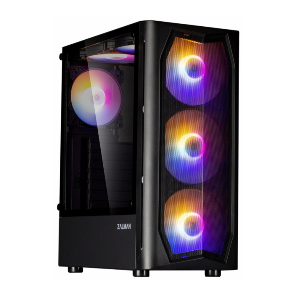 Корпус MidiTower Zalman N4 black (ATX,Window, 6xRGB fan, USB2.0 x2 ...