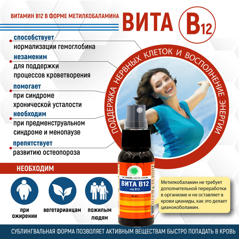 Вита В12 (Vita B12) Б12, 30 мл - Антианемический витамин - купить с доставкой по выгодным ценам ...