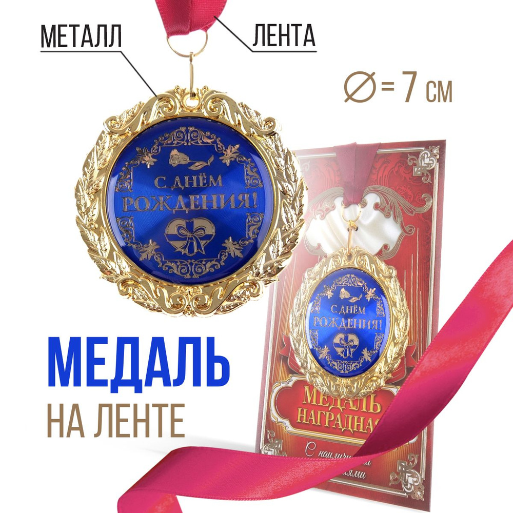 Медаль подарочная сувенирная С днем рождения купить по выгодной цене