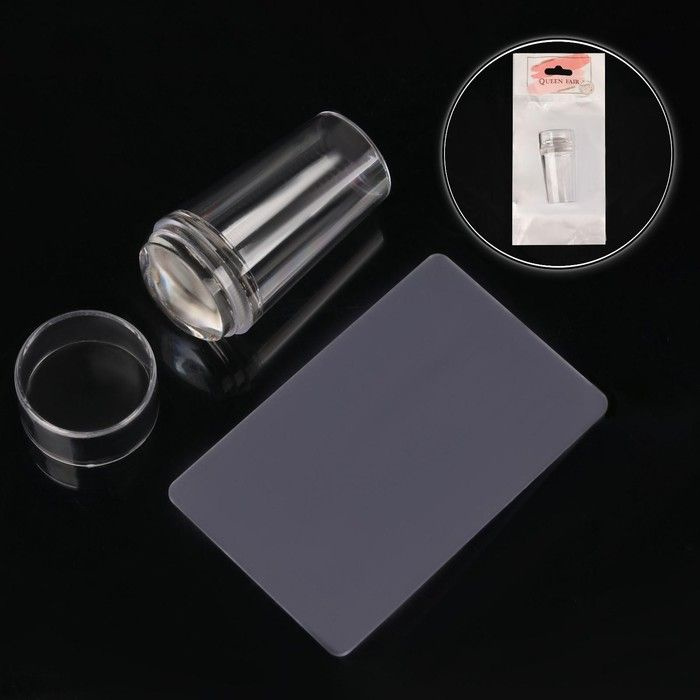 Набор для стемпинга, 2 предмета: штампик с крышкой, скребок-подложка ...