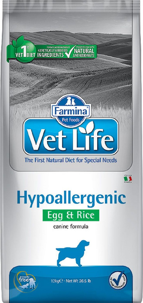 Сухой корм Farmina Vet Life Dog Hypoallergenic Egg&Rice, Фармина Вет ...