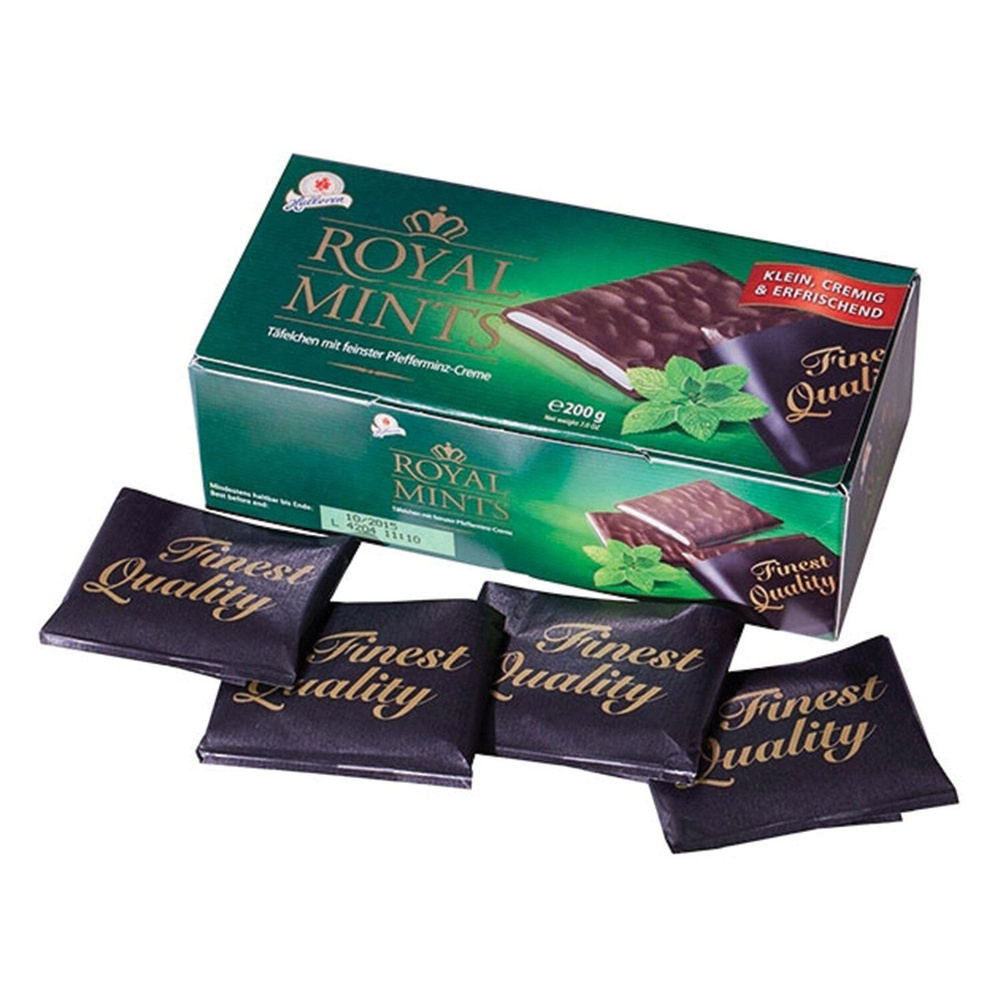 Шоколад порционный HALLOREN "Royal Mints" с мятной начинкой, 200 г ...