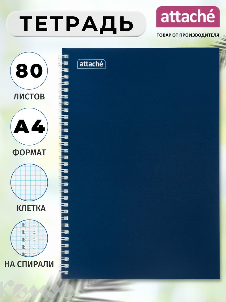 Тетрадь Attache A4 (21 × 29.7 см), A4 (21 × 29.7 см), 1 шт., листов: 80 - купить с доставкой по ...