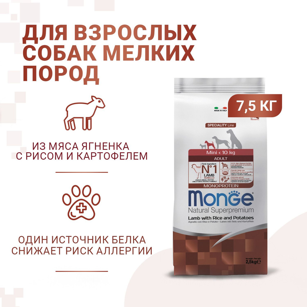 Monge Dog Speciality Mini сухой корм для взрослых собак мелких пород с ...