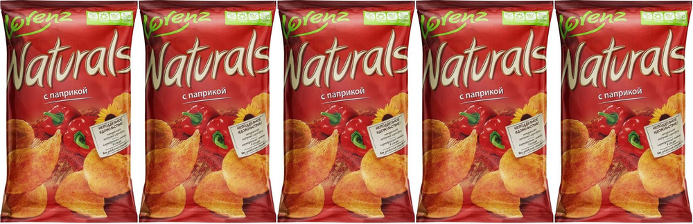 Чипсы картофельные Lorenz Naturals с паприкой, комплект: 5 упаковок по ...