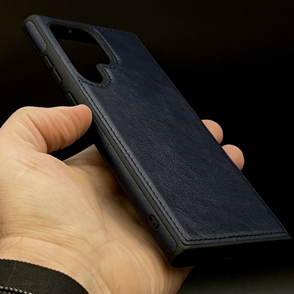 Кожаный чехол для Samsung Galaxy S22 ULTRA , темно-синий . - купить с ...