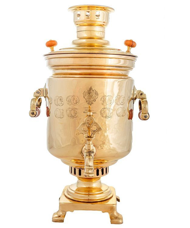 Самовар антикварный Баташева с медалями, банка 5 литров, вислые ручки ...