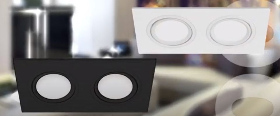 Встраиваемый светильник EKS ZOOM DUO квадрат, белый (MR16, термостойкий ...