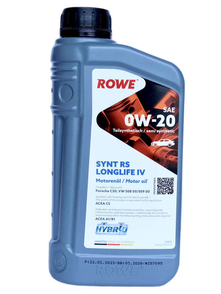 Масло моторное ROWE 0W-20 Синтетическое - купить в интернет-магазине ...