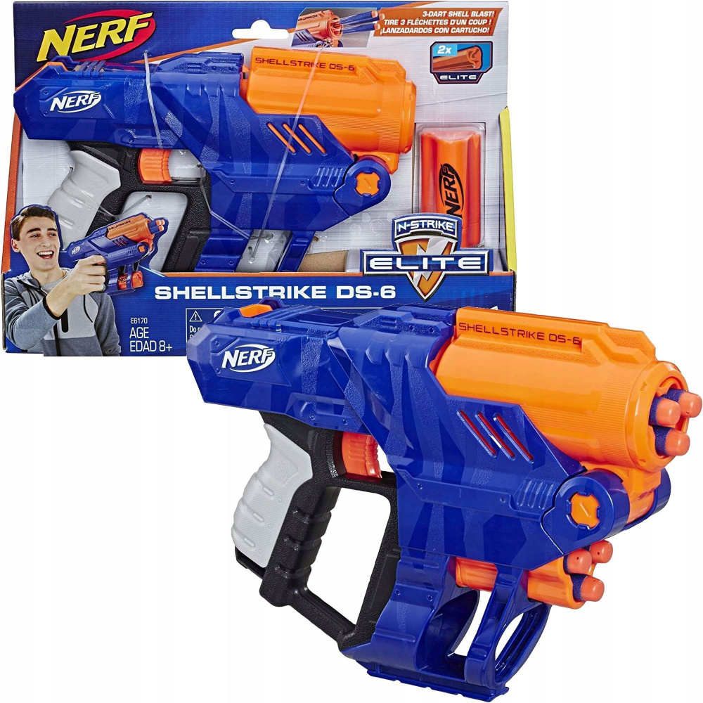 Hasbro Пистолет Nerf N-Strike Elite Shellstrike DS-6 Пусковая установка ...