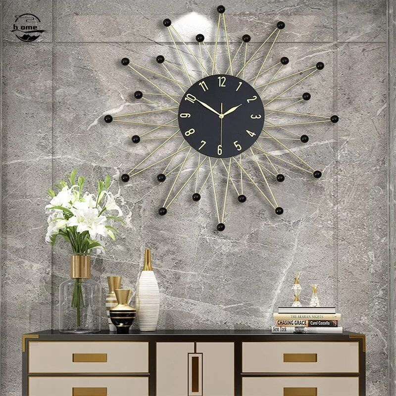 Часы 3Д настенные большие бесшумные металлические 70 см купить по низкой цене в интернет