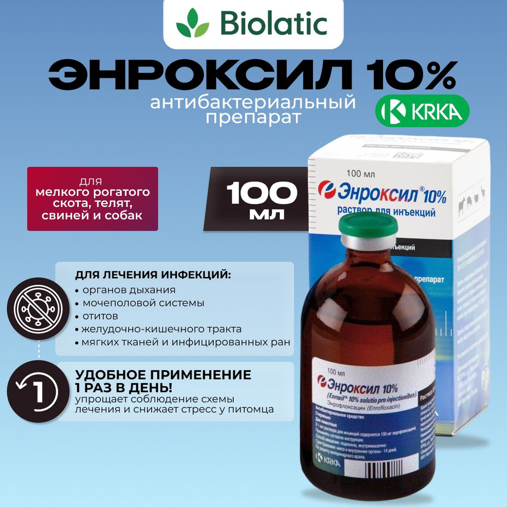 Энроксил раствор 10% флакон, 100 мл (вет) - купить с доставкой по ...