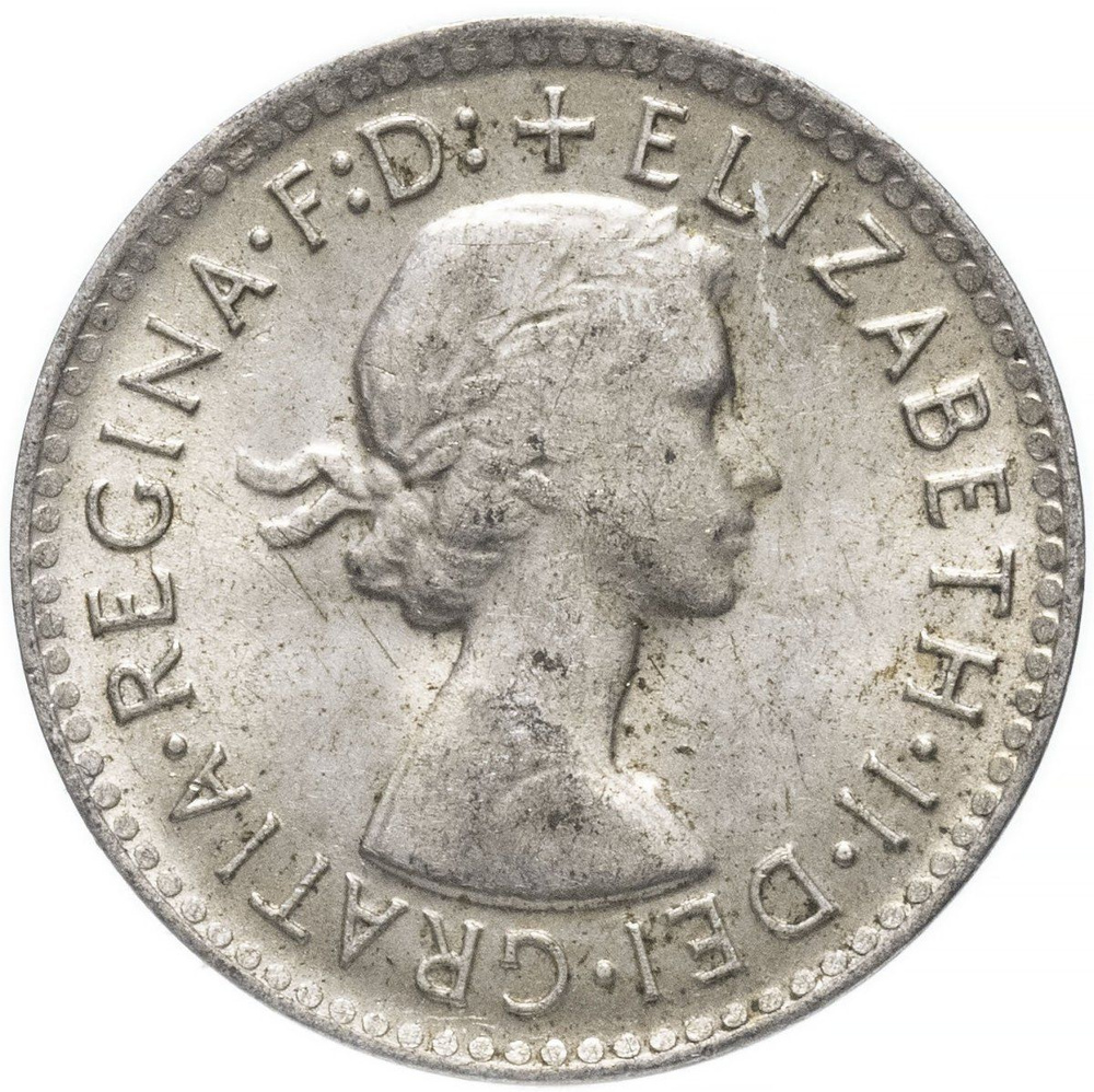 Австралия 3 пенса 1953-1964, Елизавета II, серебро 500 пробы 1.41 г, из обращения (VF-XF ...