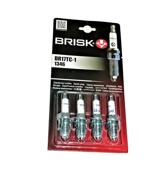Свечи зажигания, комплект 4 шт. BRISK Extra DR17TC-1 (1346) (NGK ...