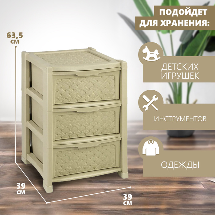 Комод elfplast 339Комод Виола, 40x40x60 см, 3 ящ. - купить по выгодной цене в интернет-магазине ...
