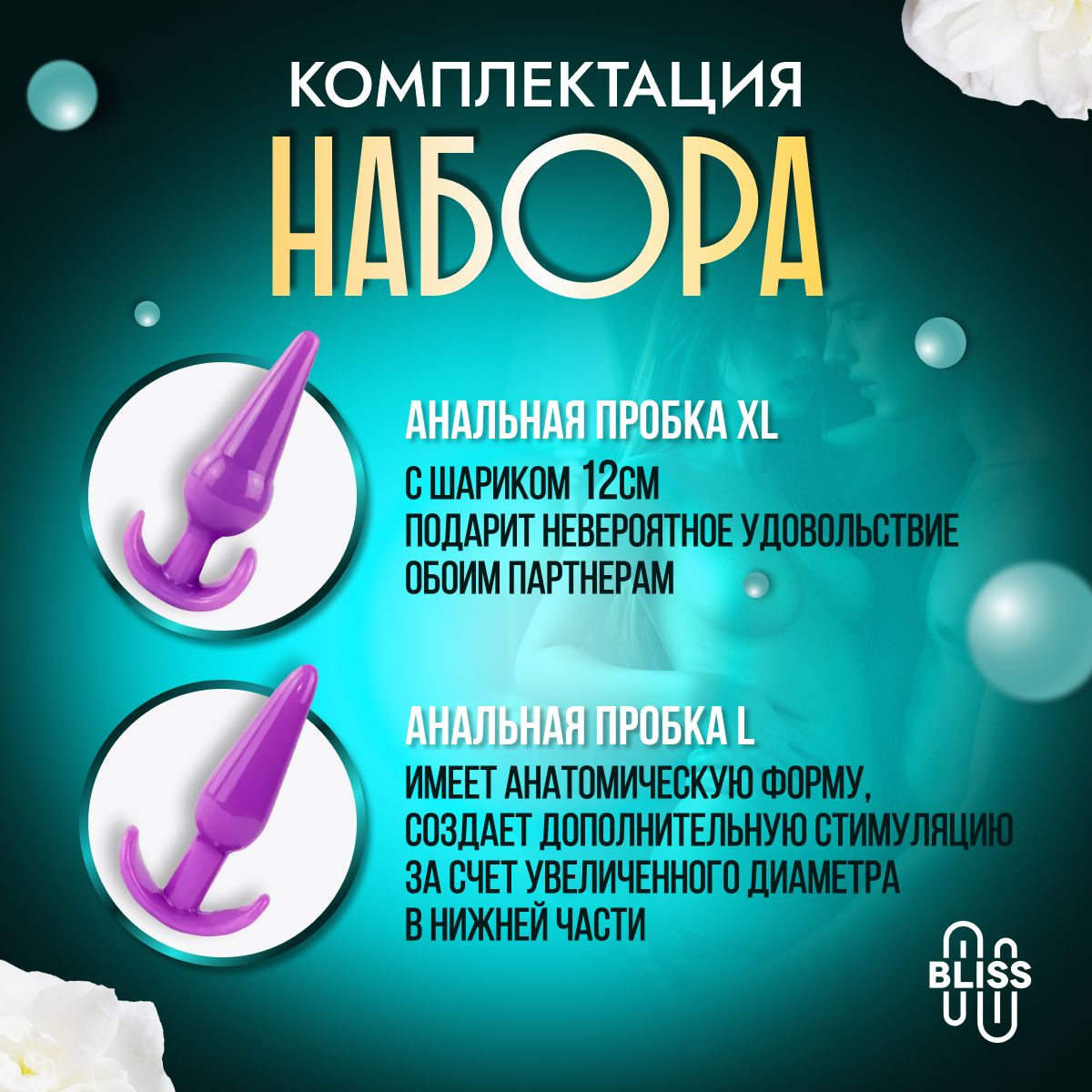 Анальная пробка набор/ Комплект пробок из силикона/ Для женщин/ Для ...