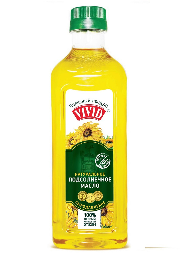Масло подсолнечное нерафинированное ХОЛОДНОГО отжима, бутылка 0,7 л ПЭТ ...