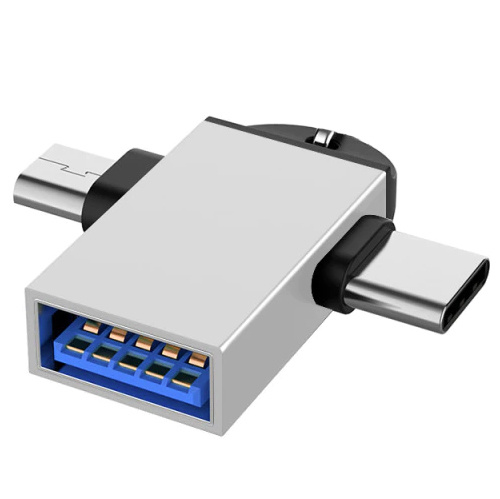 Переходник с Micro Usb Type C папа выход на Usb 2 0 мама вход
