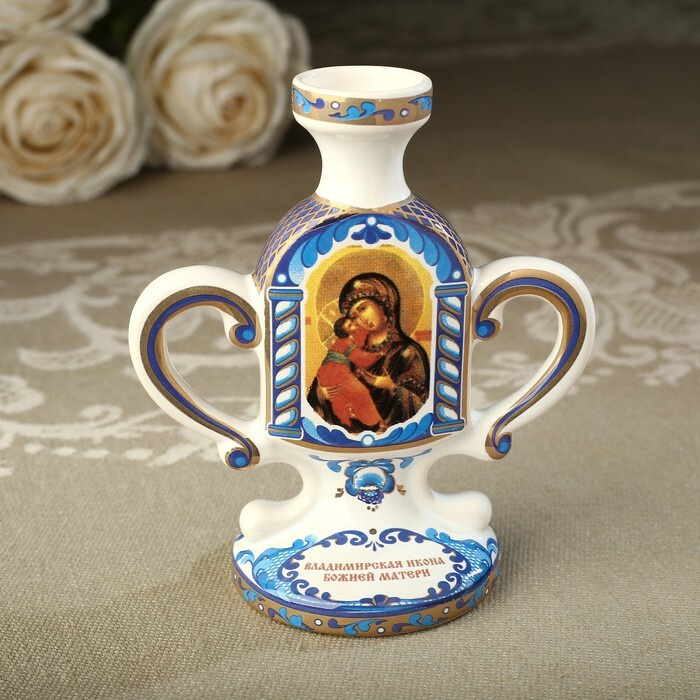 Подсвечник "Киот Владимирская", гжель 4843831 - купить по выгодной цене ...