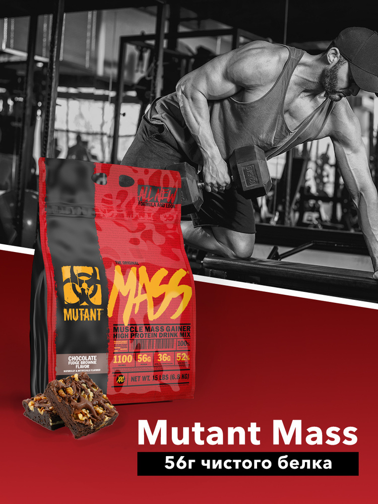Гейнер для набора массы Mutant Mass 6800 гр Брауни с шоколадной ...
