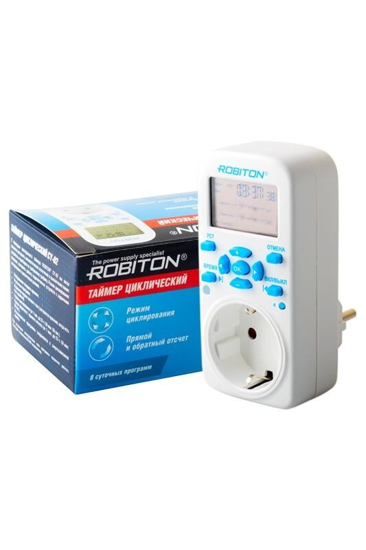 Розеточный электронный циклический таймер ROBITON CY-02 сутки+нед 8 программ купить на OZON по ...