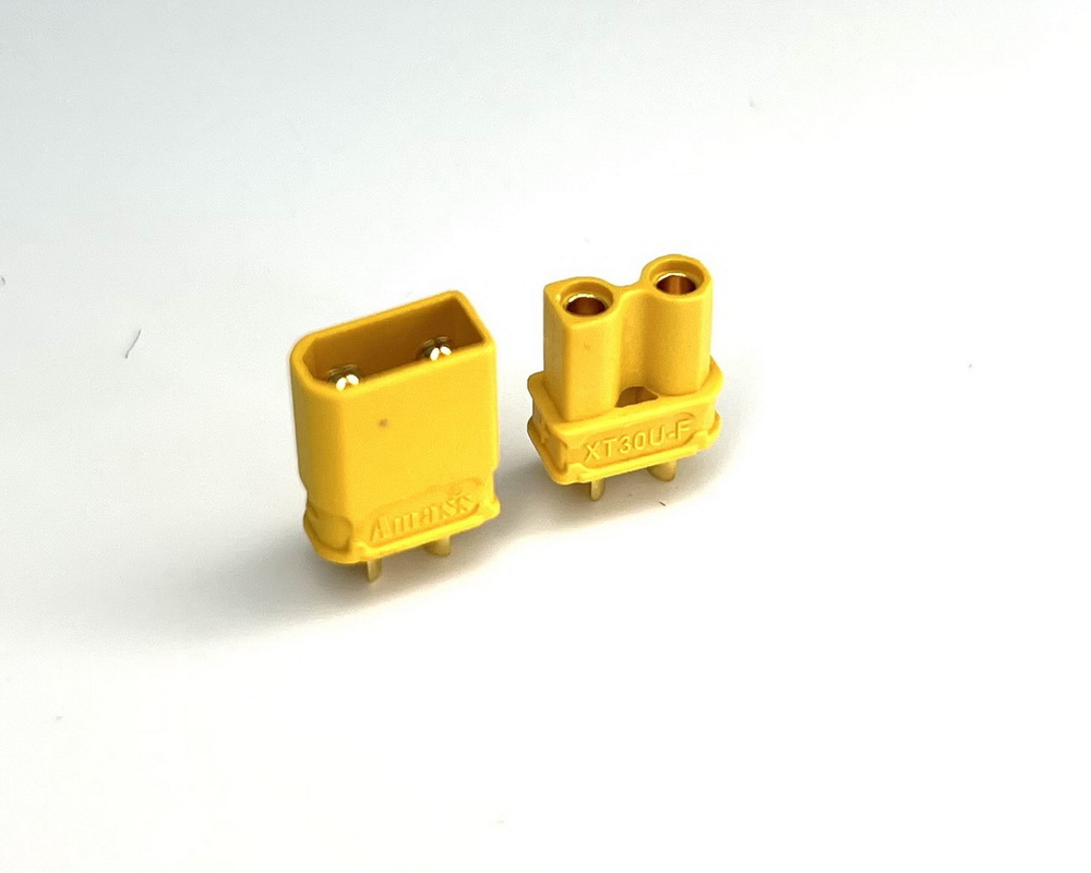 Разъем Amass XT30U-F + XT30U-M (30А, желтый, 1 пара) - купить с доставкой по выгодным ценам в ...