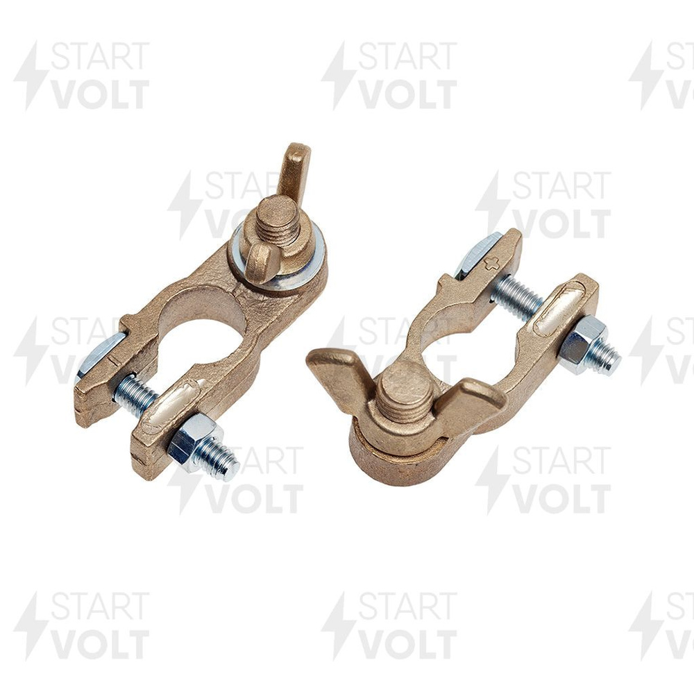 Клеммы АКБ в комплекте латунь, гайка-барашек 8мм (SBT 002) / Startvolt, SBT002, арт 10077935 ...