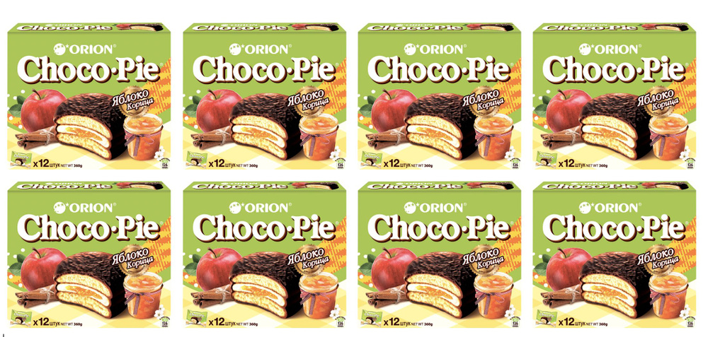 Пирожное Оrion Choco Pie яблоко-корица 360 грамм 8 штук - купить с доставкой по выгодным ценам в ...