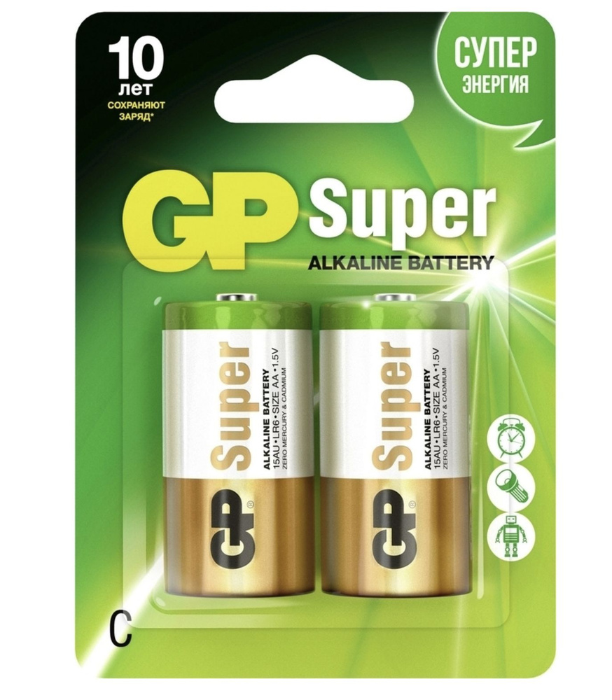 батарейка GP Super Alkaline 14A LR14 C (2шт) купить на OZON по низкой ...