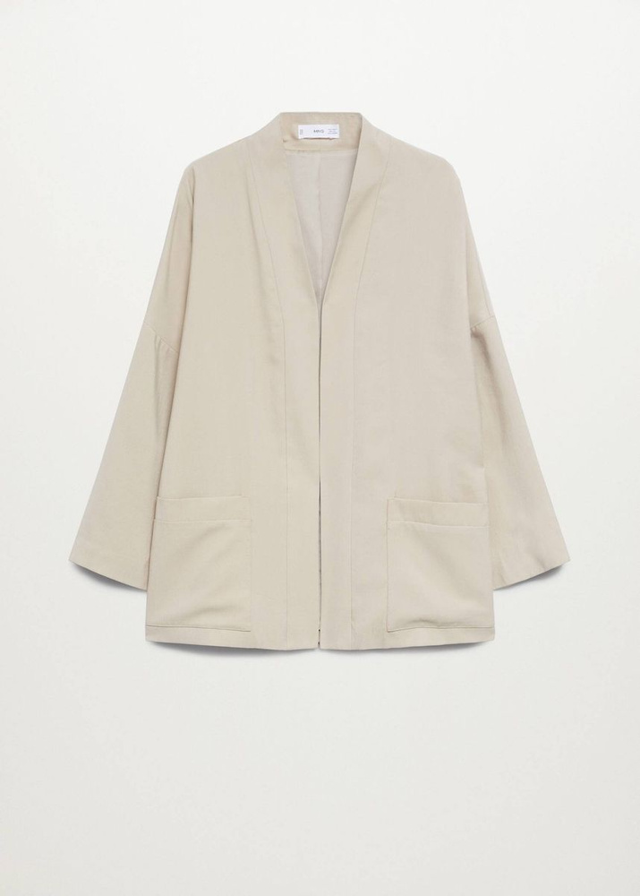 Жакет Женский MANGO слоновая кость, светло-бежевый Модал, Полиэстер, размер 44, 46 Повседневный ...