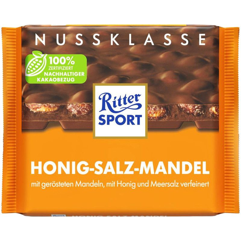 Шоколад молочный Ritter Sport солёный миндаль и мёд, 100г - купить с ...