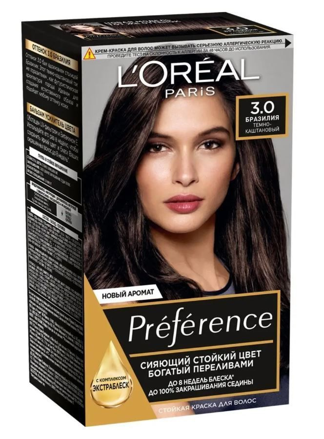 L'Oreal Paris Стойкая краска для волос Preference т.3 Бразилия 174 мл ...