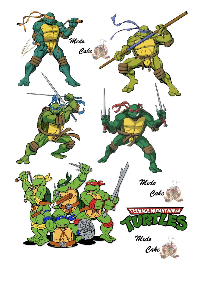 Вафельная картинка на торт "Черепашки Ниндзя" - купить с доставкой по ...