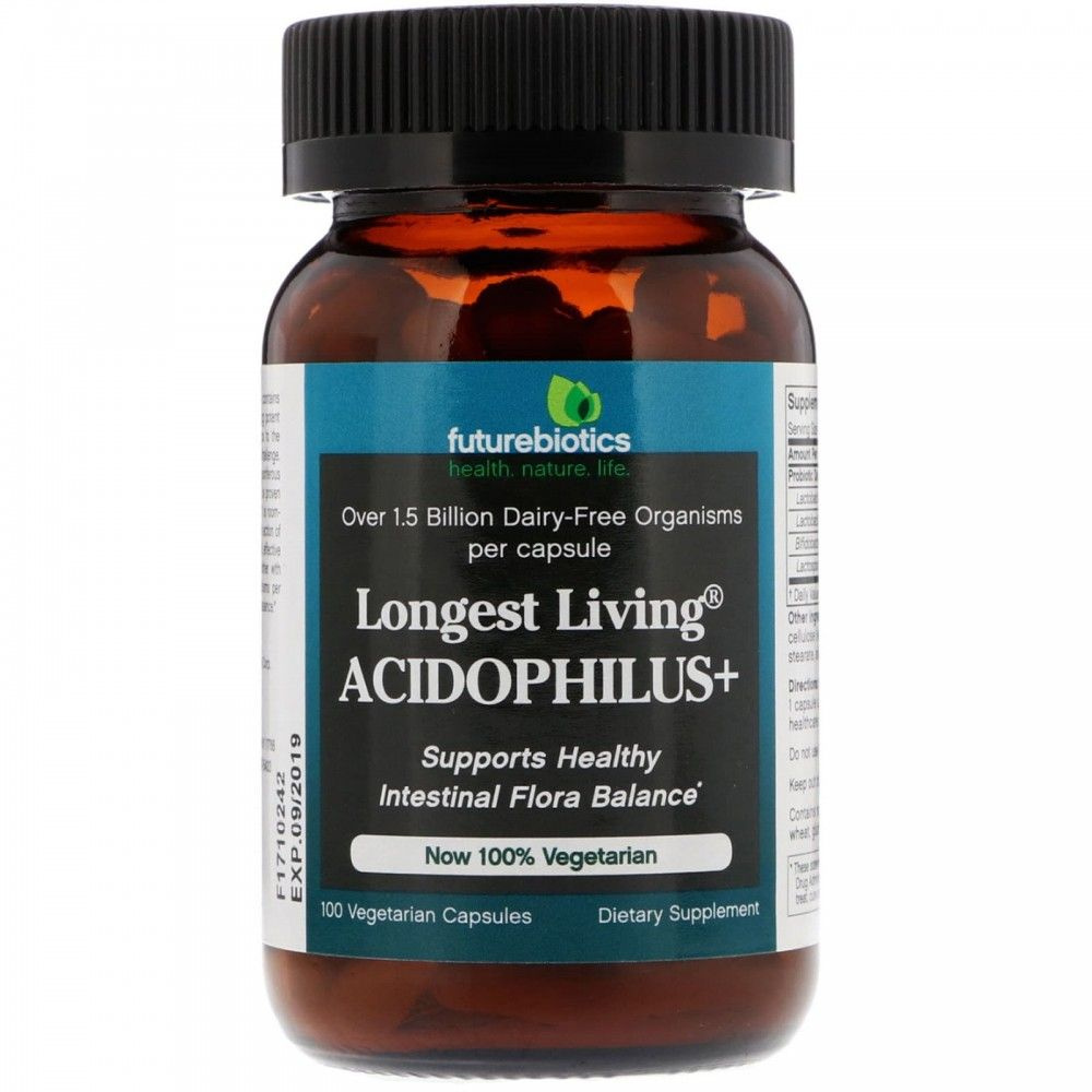 FutureBiotics, Longest Living Acidophilus +, 100 вегетарианских капсул ...