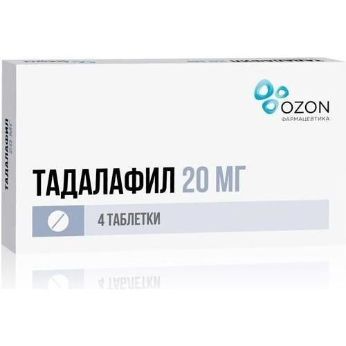 Тадалафил, таблетки покрытые пленочной оболочкой 20 мг, 4 штук — купить ...