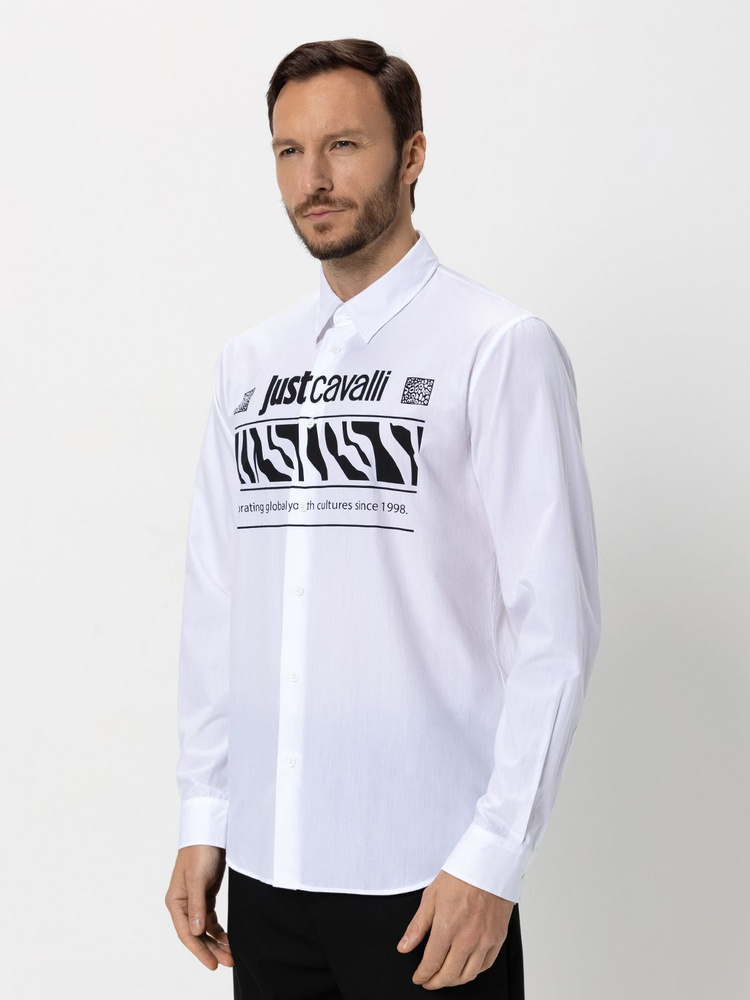 Рубашка Мужской Just Cavalli белый Хлопок, размер 52 Турция купить c ...