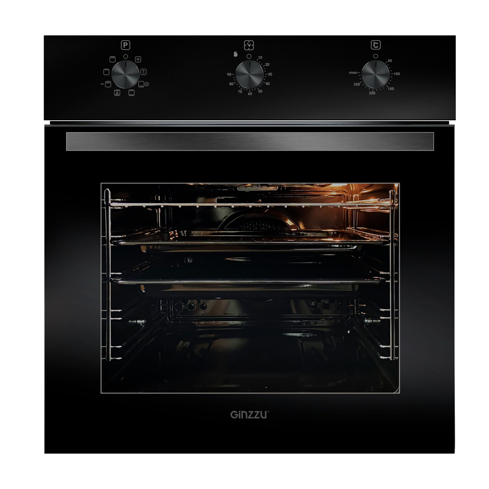 Электрический духовой шкаф Ginzzu HOE-241, 72л, 8 режимов, черный - купить с доставкой по ...
