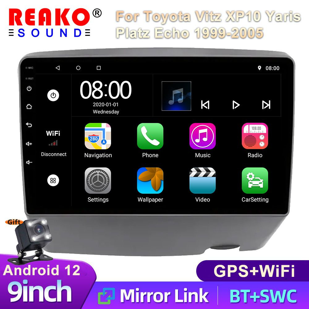 Автомагнитола для Тойота Витц Ярис / Toyota Vitz Yaris Echo 1999-2005 2+64гб Carplay GPS WiFi ...