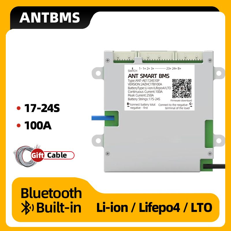Ant smart BMS Li-Ion LiFePo4 LTO 17S-24S 100A непрерывный пик 250A ...