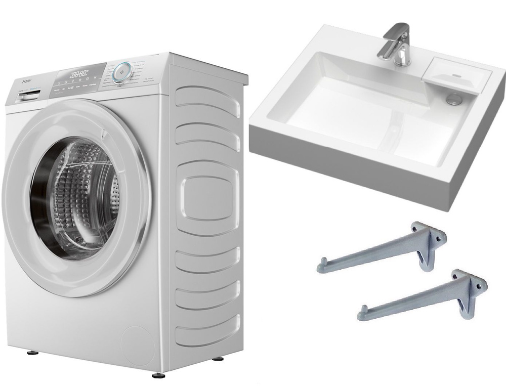 Стиральная машина Haier HW60-BP10929B с раковиной Энигма 55, белый ...