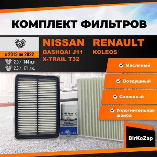 Комплект фильтров для ТО NISSAN Qashqai J11, NISSAN X-Trail T32 ...